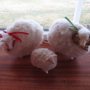 Sheep Decor, Sheep Family of Ram, Ewe & Lamb Figurines With Needle ...