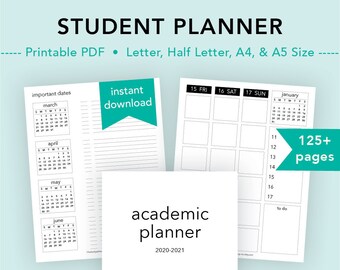 Printable Student Planner 2020 2021 - Etsy