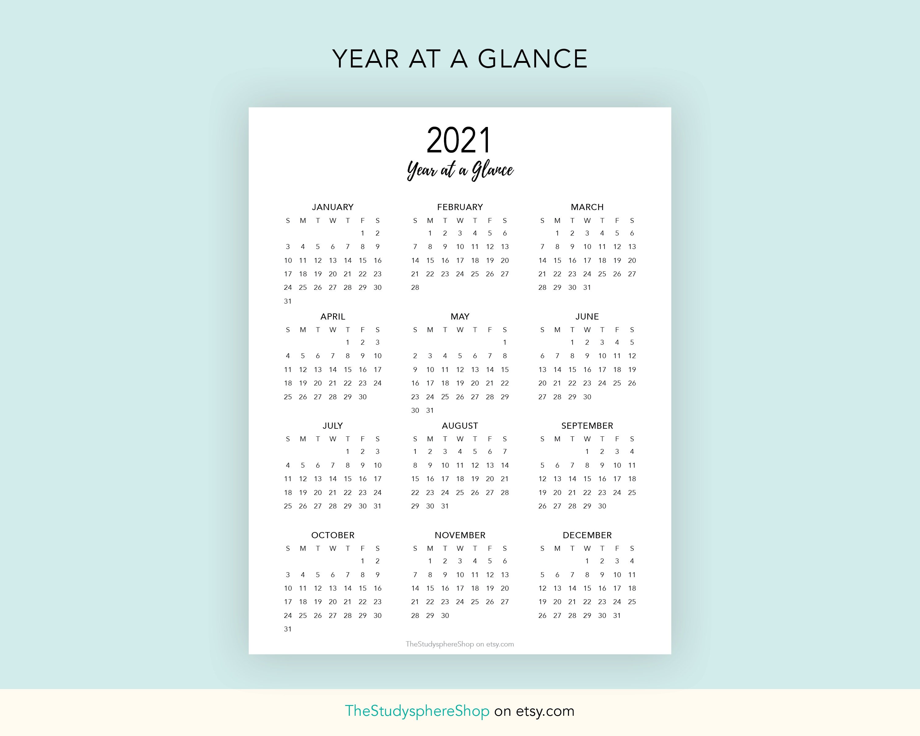 Planner 2021 Printable, Full Calendar, Monthly Spread, Weekly Planner ...