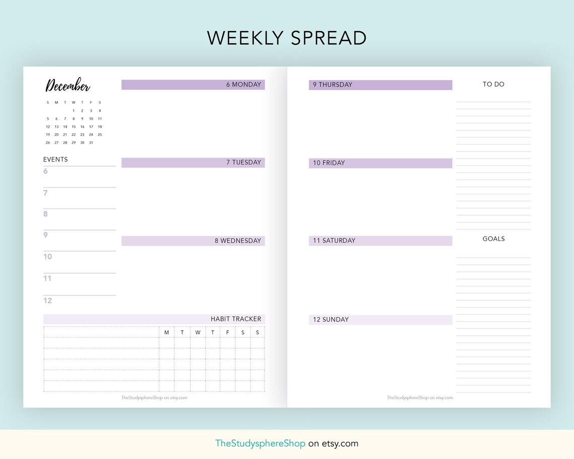 Planner 2021 Printable, Full Calendar, Monthly Spread, Weekly Planner ...