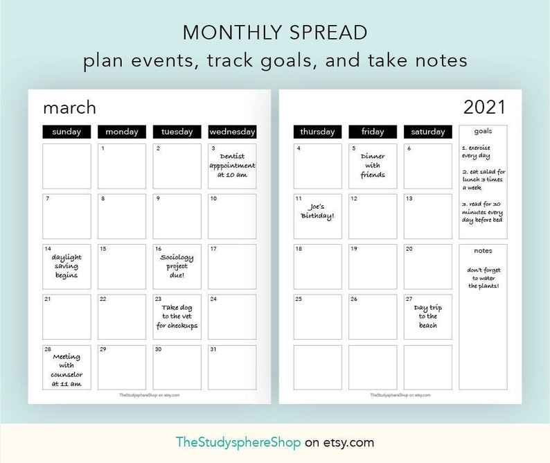 Planner Academic 2020-2021 Printable Student Planner - Etsy