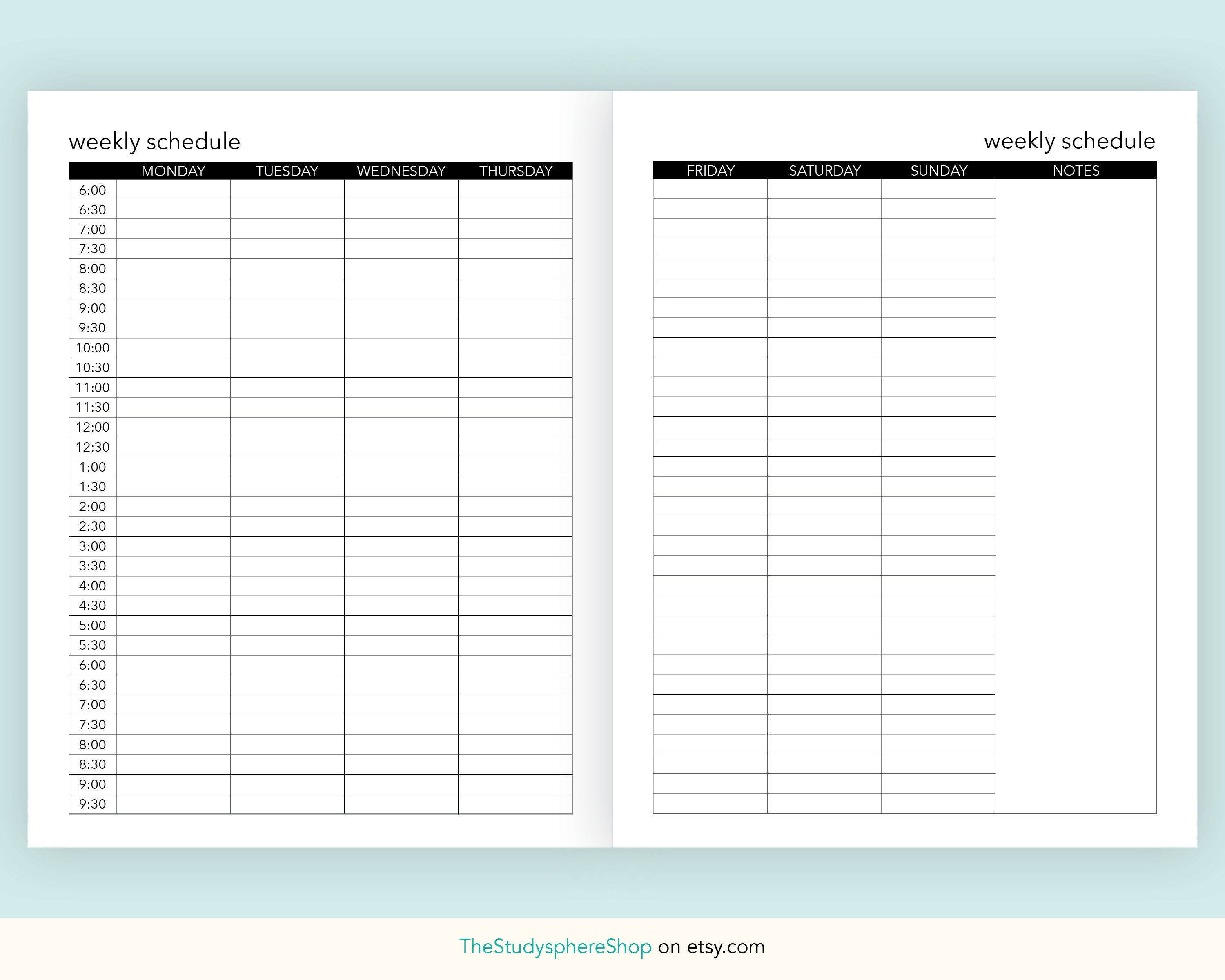 Weekly Schedule, Time Blocking Template, Hourly Planner, Weekly Hourly ...