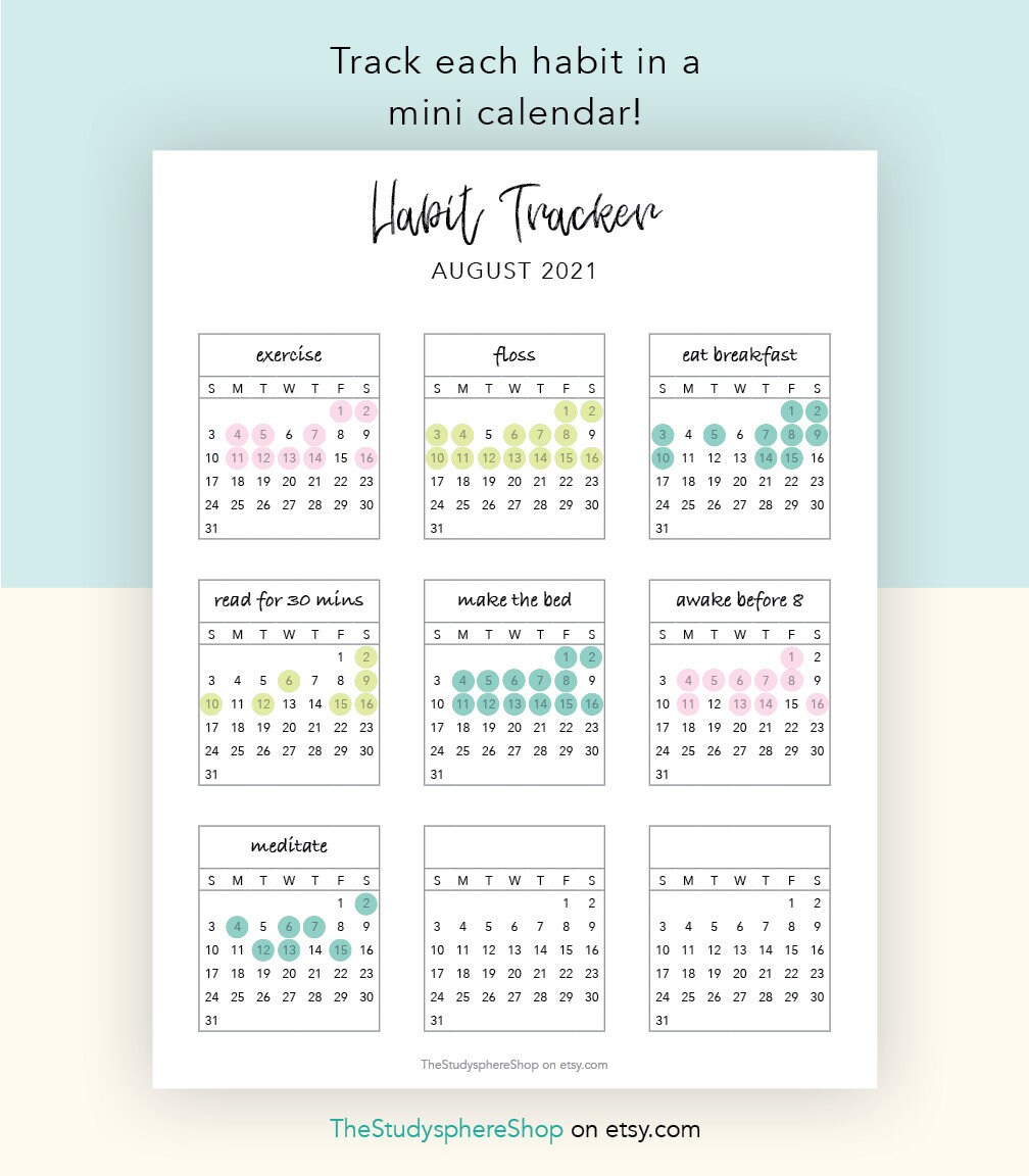 2021 Habit Tracker, Monthly Habit Tracker Printable, Weekly Habit Log ...