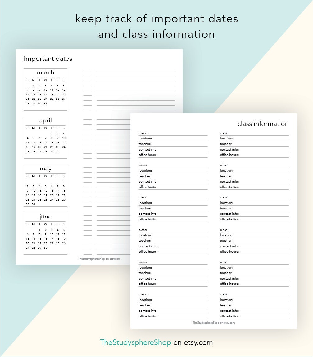 Planner Academic 2020-2021, Printable Student Planner, Assignment ...