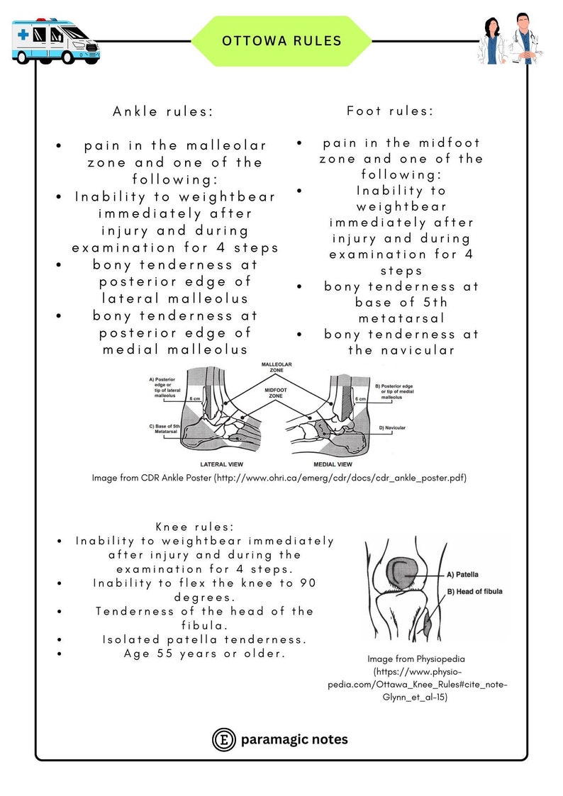 OTTOWA RULES CARD for Student Paramedics, Physiotherapy Students ...
