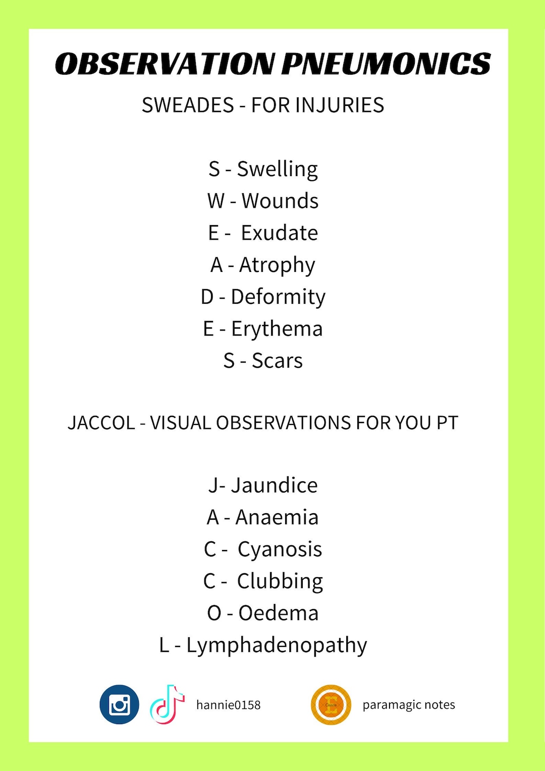 Student Paramedic Notes: SWEADES and JACCOL Pdf Download - Etsy