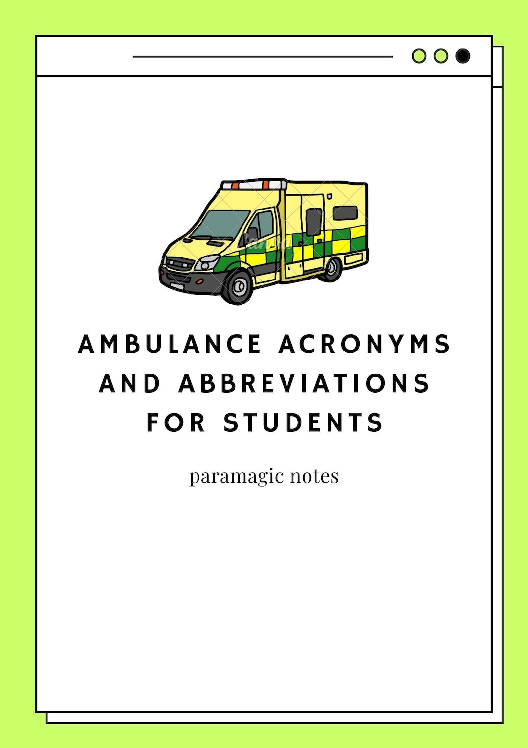 Ambulance Acronyms and Abbreviations for Student Paramedics and Trainee ...