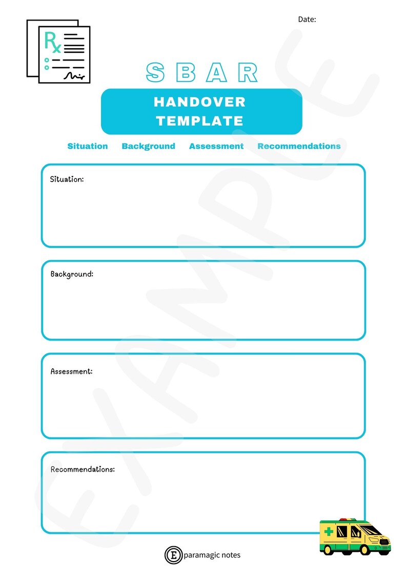 SBAR Handover Template and Ready-made Example Sheet for Healthcare ...