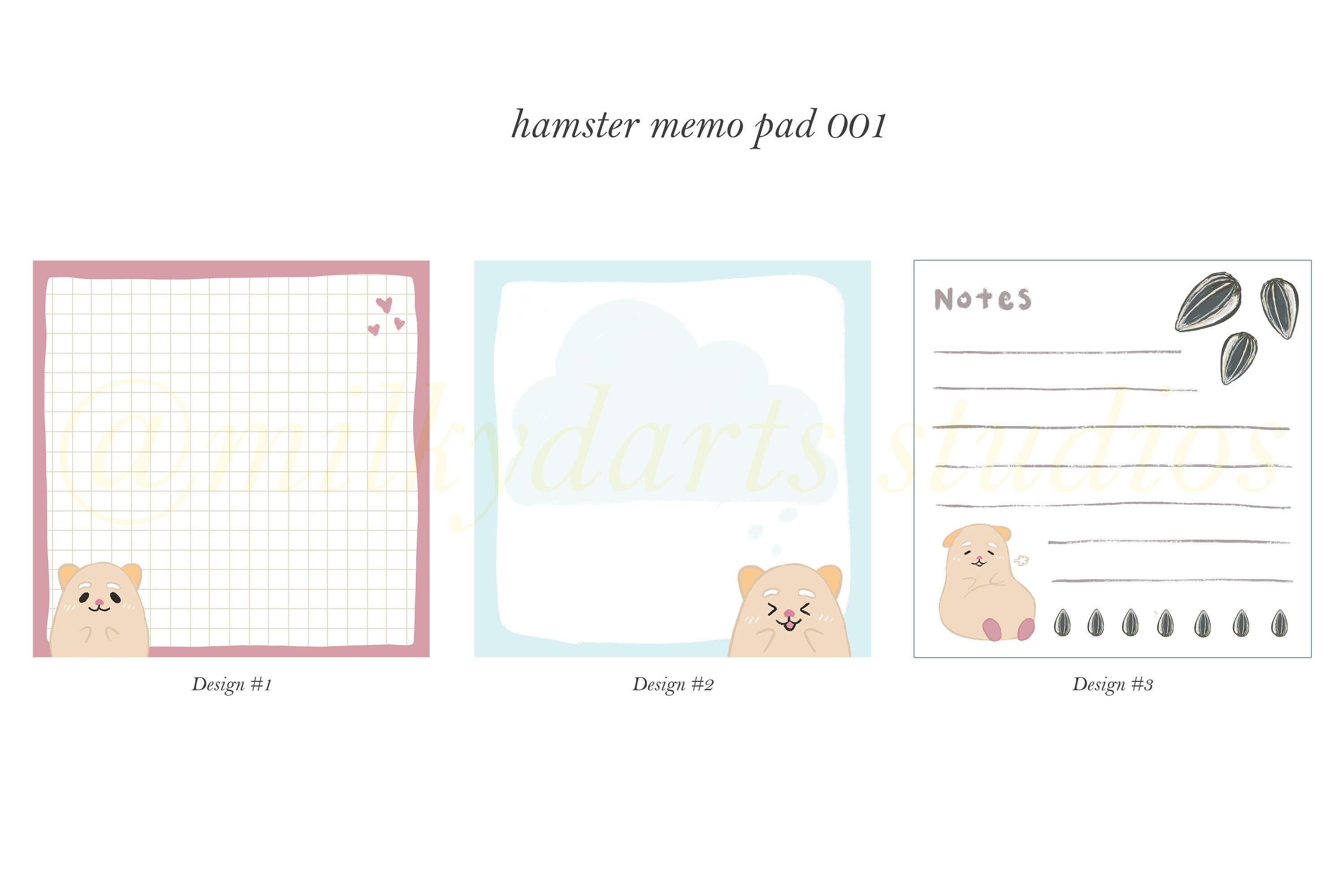 Hamster Memo Pad Variety Set 30 Sheets Cute Handmade | Etsy