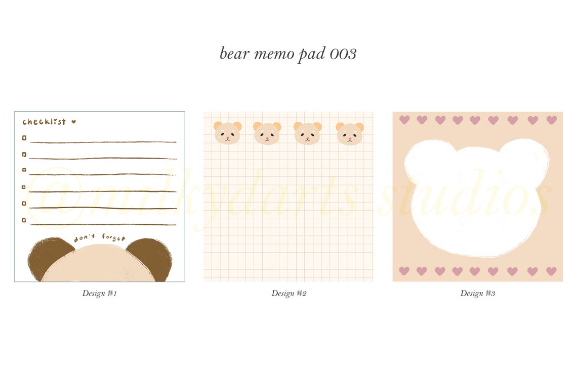 Bear Memo Pad 30 Sheets Sticky Notes Cute Handmade - Etsy India