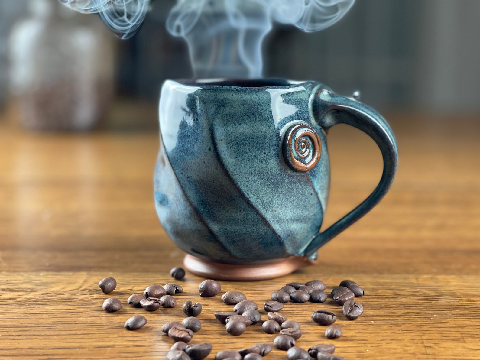 Faceted Pottery Coffee/tea Mug in Blue Glaze - Etsy