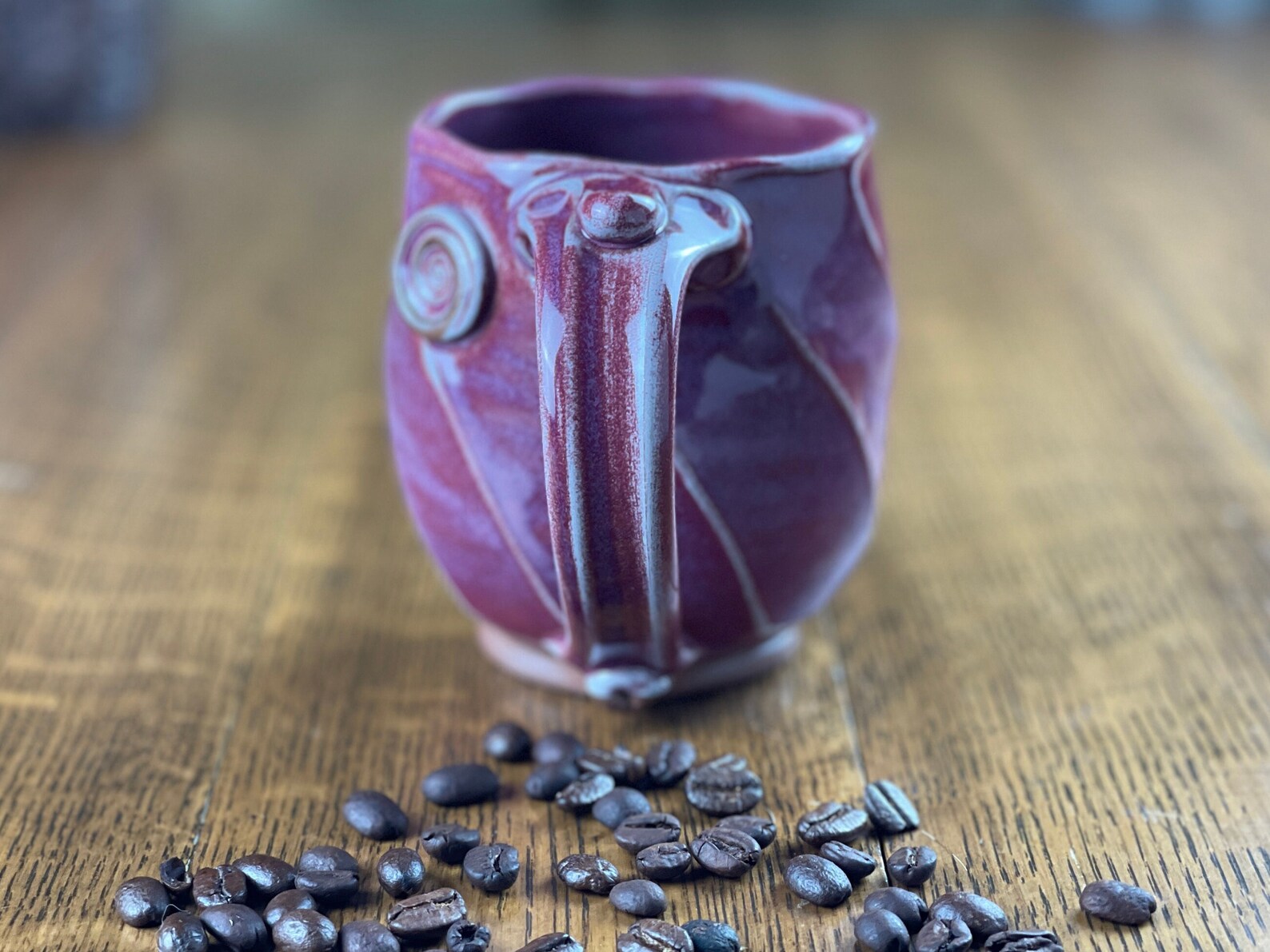 Faceted Pottery Coffee/tea Mug in Raspberry Glaze - Etsy
