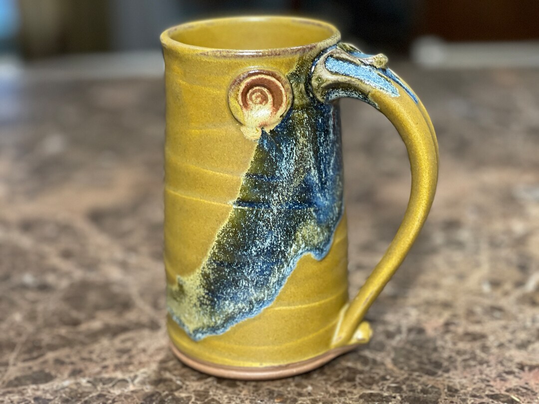 Large Handmade Stoneware Pottery Mug in Golden Zen Satin Matte Glaze - Etsy