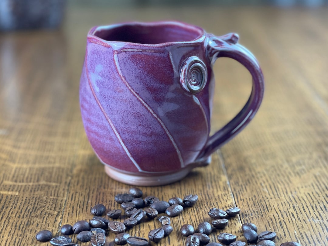 Faceted Pottery Coffee/tea Mug in Raspberry Glaze - Etsy