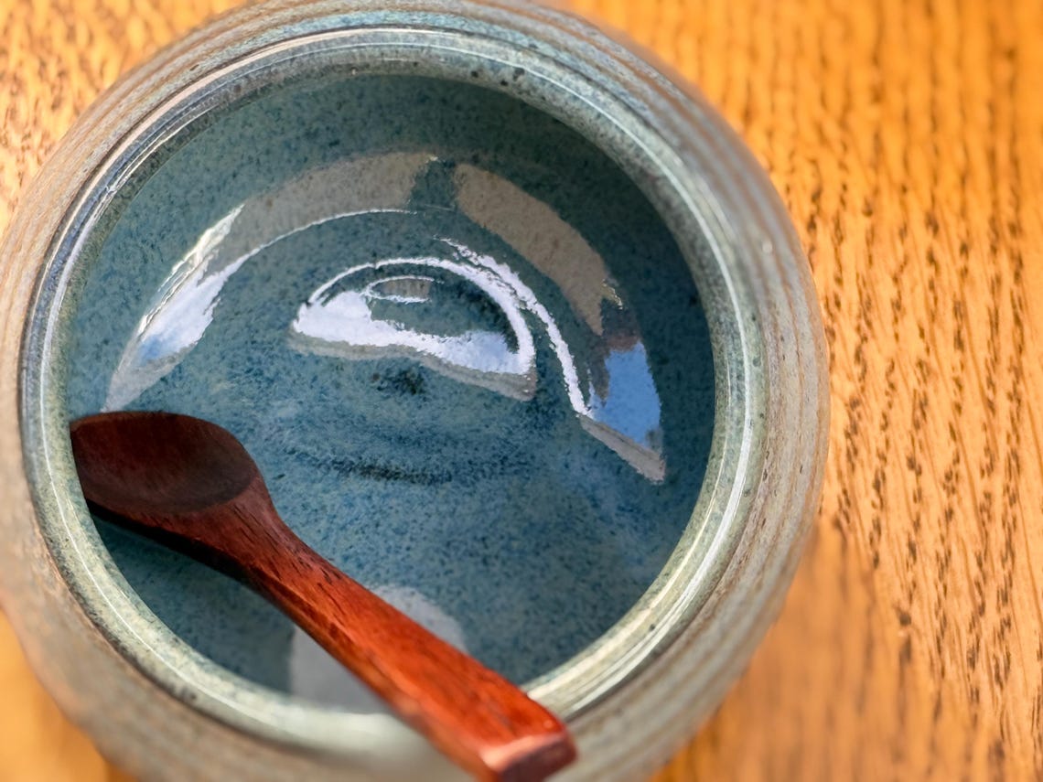 Handmade Pottery Salt Cellar / Salt Pig in Denim Blue Glaze - Etsy