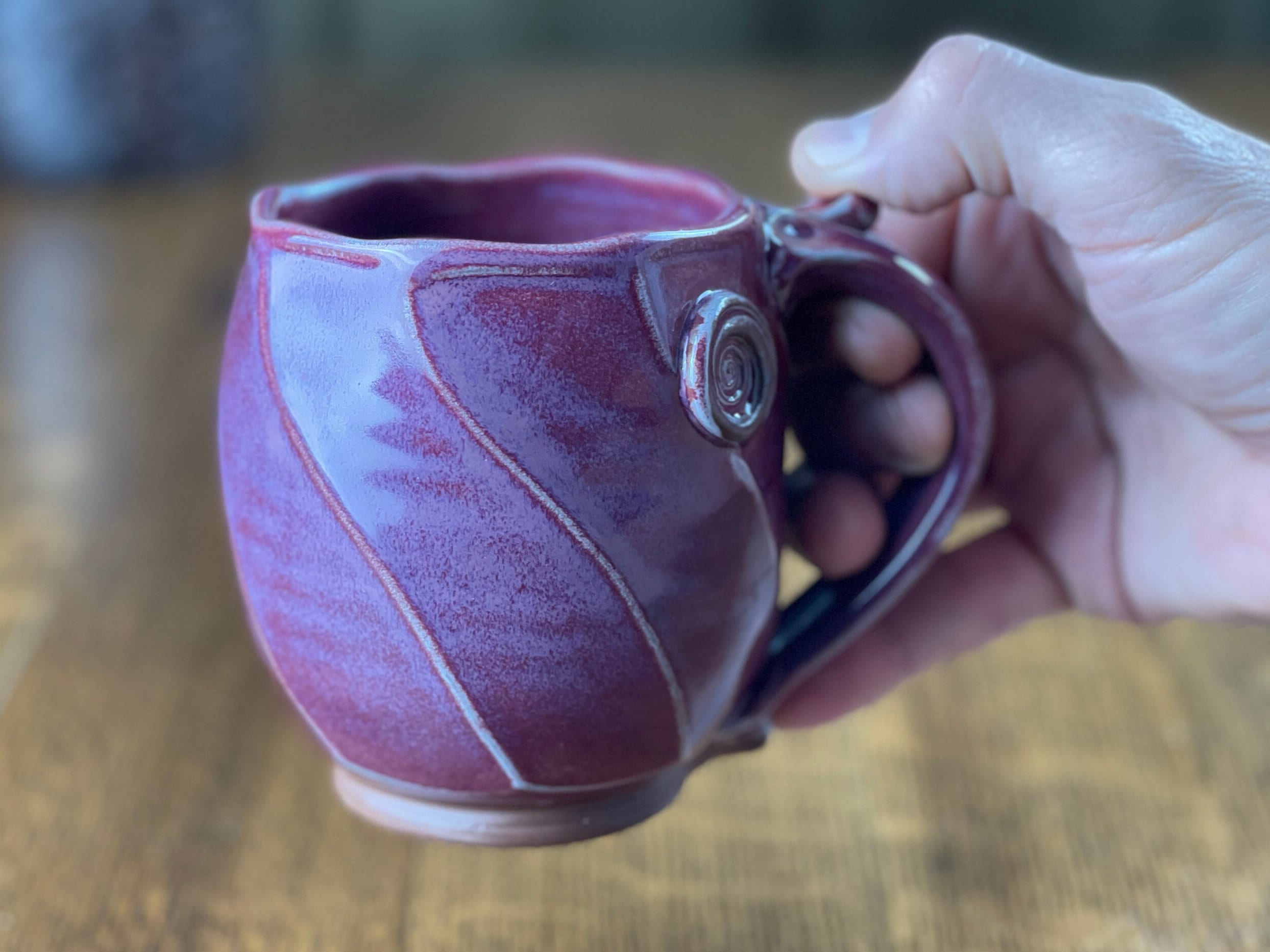 Faceted Pottery Coffee/tea Mug in Raspberry Glaze - Etsy