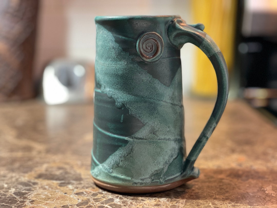 Large Handmade Stoneware Pottery Mug in Weathered Bronze Satin Matte ...