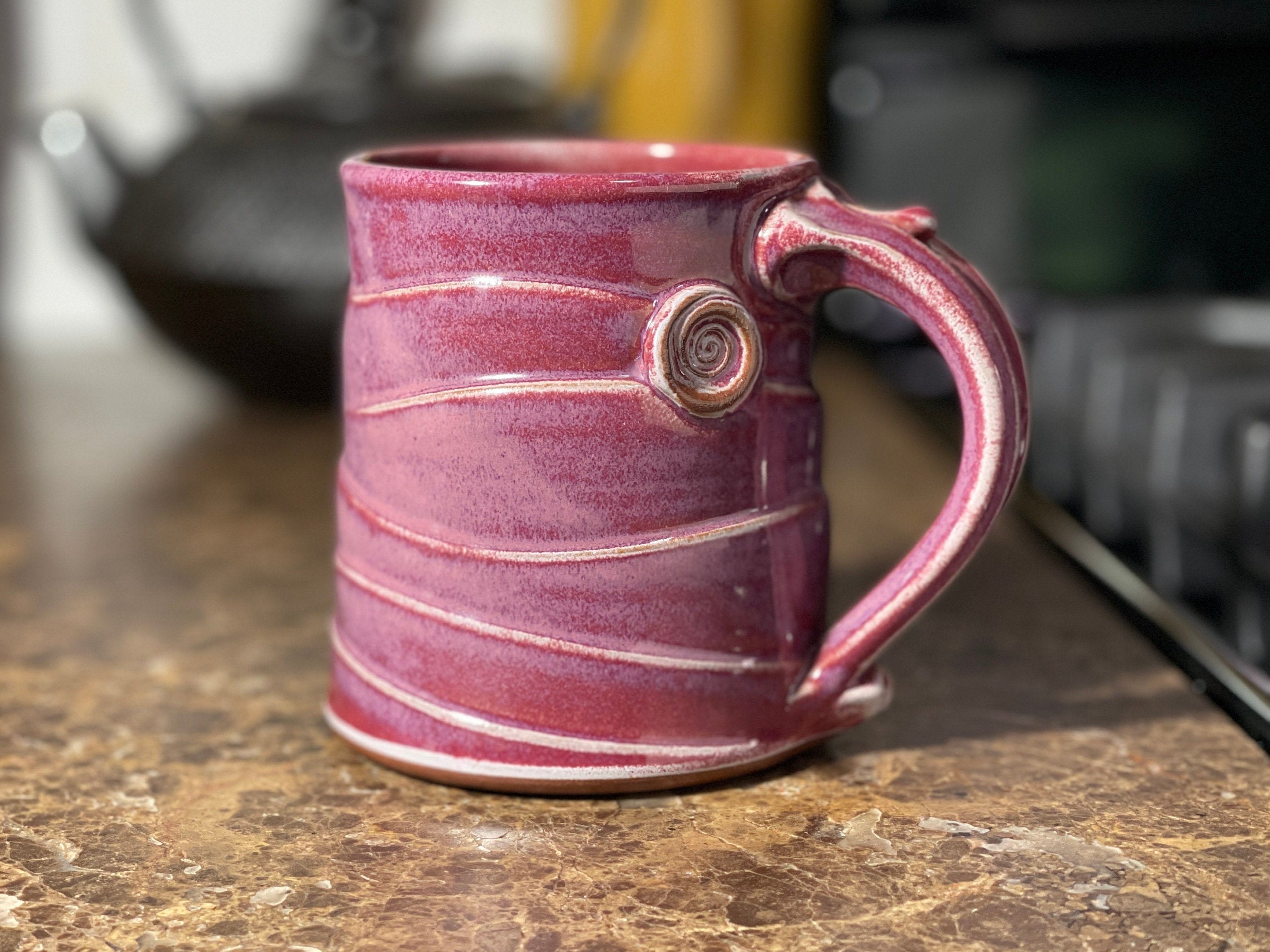 Pottery Mug Handmade Stoneware Coffee Mug in Raspberry Glaze | Etsy