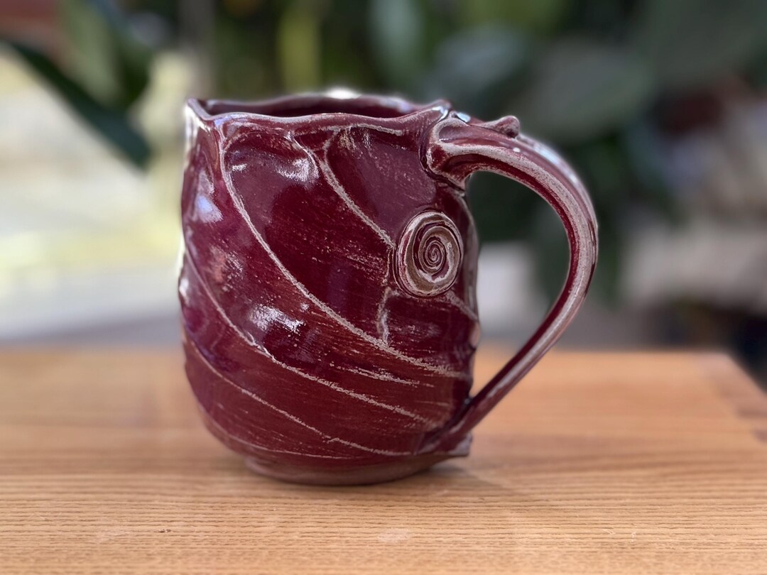 Faceted Pottery Coffee/tea Mug in Raspberry Glaze - Etsy