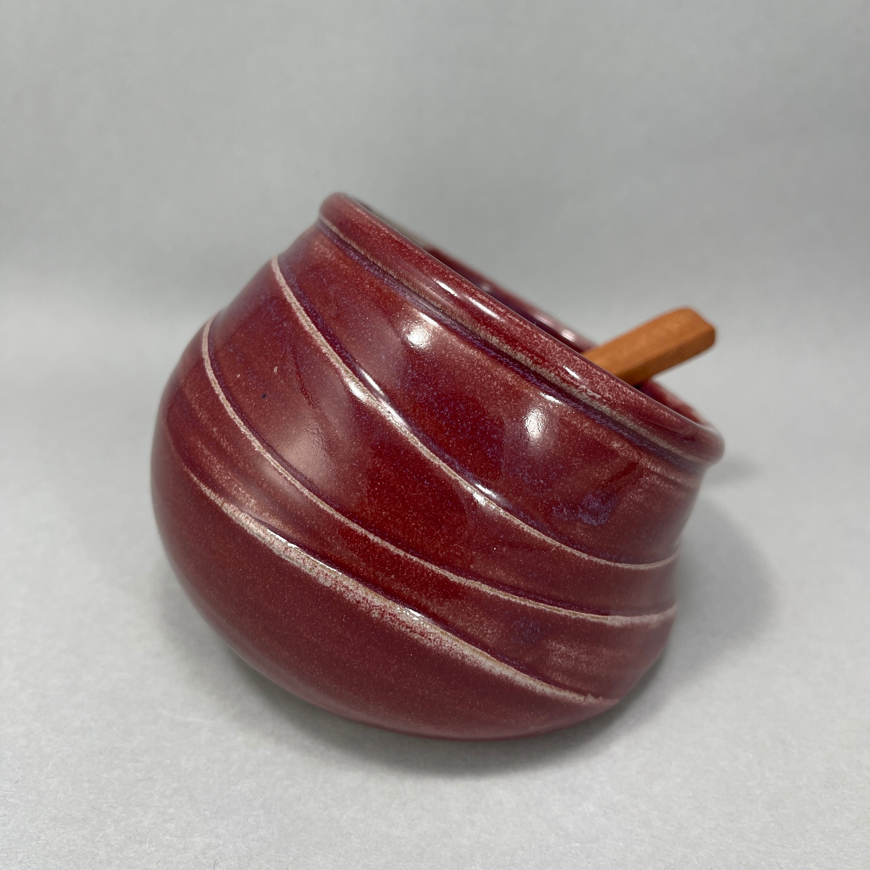 Salt Cellar Salt Keeper with Spoon in Raspberry Glaze | Etsy