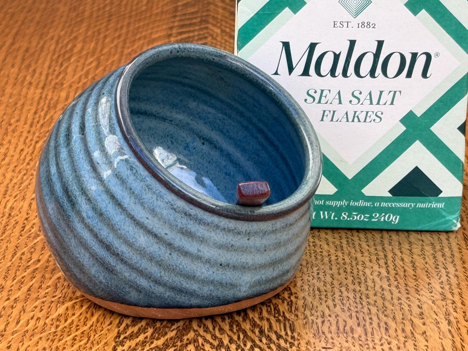 Handmade Pottery Salt Cellar / Salt Pig in Denim Blue Glaze - Etsy