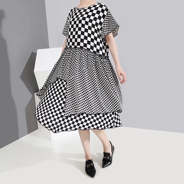 Black and White Checker Dress - Etsy