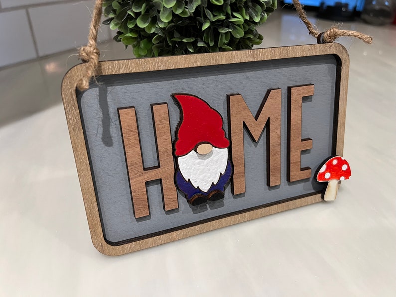 Glowforge Gnome Laser Ready Home Sign With Sign Frame SVG File - Etsy