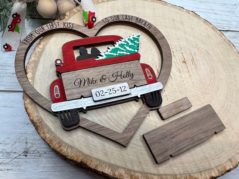 Christmas Tree Truck Ornament SVG Laser File From Our First - Etsy