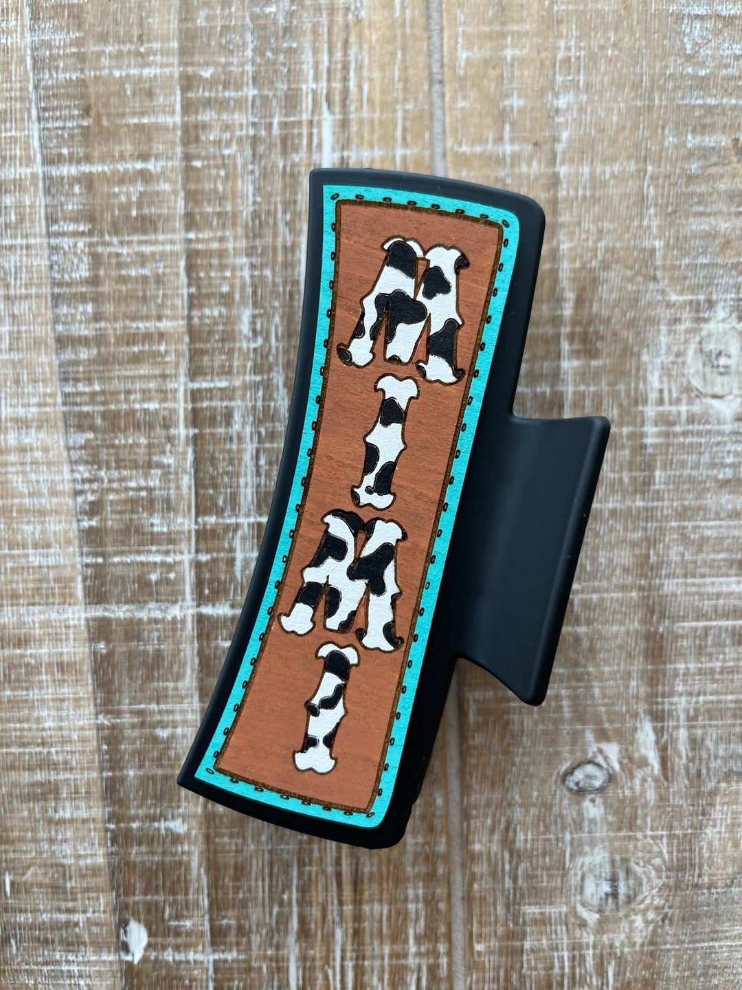 MIMI Cow Print SVG Hair Clip Cover, Leather or Veneer Cut and Engrave ...