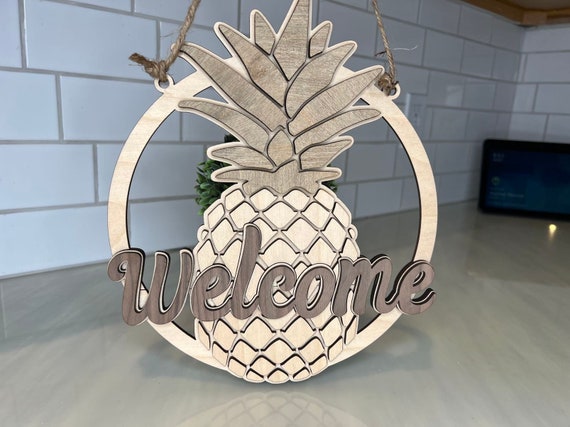 Split Sign Glowforge Welcome Pineapple Laser Ready Door Hanger - Etsy