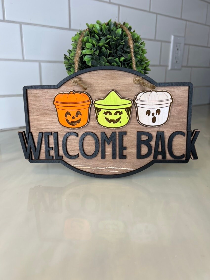Glowforge Halloween Laser Ready Sign Welcome Back Happy Meal - Etsy