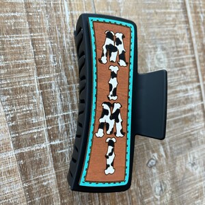 MIMI Cow Print SVG Hair Clip Cover, Leather or Veneer Cut and Engrave ...
