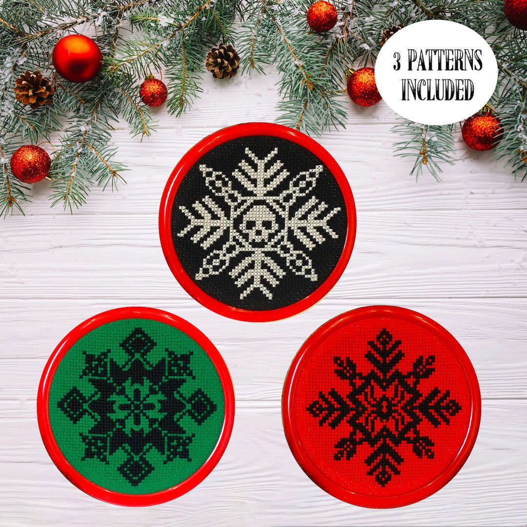 BUNDLE: 3 Small Spooky Snowflake Cross Stitch Patterns - Etsy