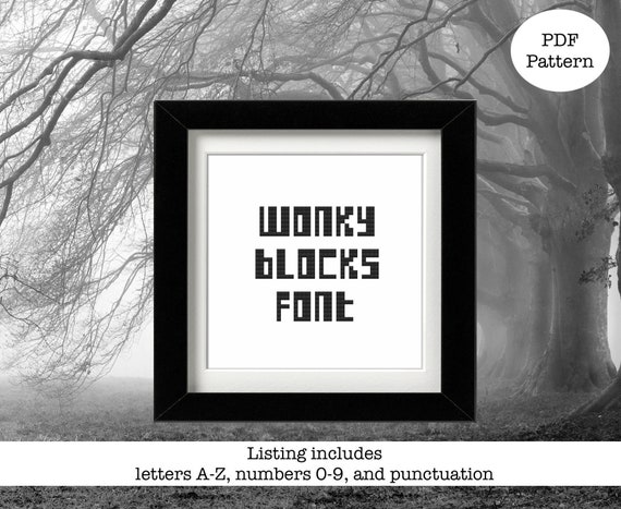 Wonky Blocks Alphabet Cross Stitch Font PDF Chart | Etsy