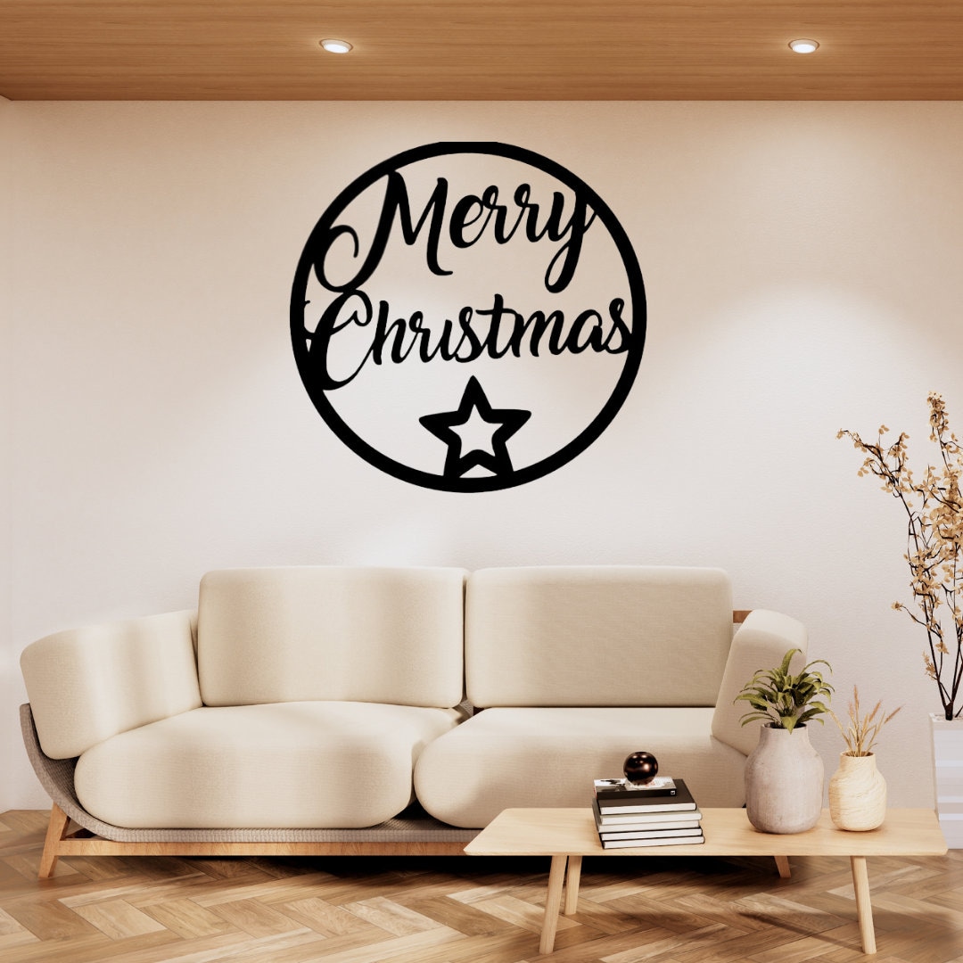 Merry Christmas Metal Sign | Merry Christmas Metal Wall Sign | Round ...