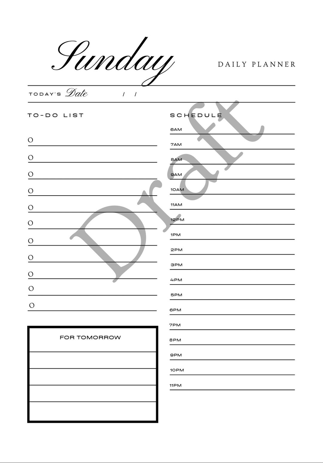 Daily Planner, 24 Hour Daily Planner Printable, Daily to Do List for ...