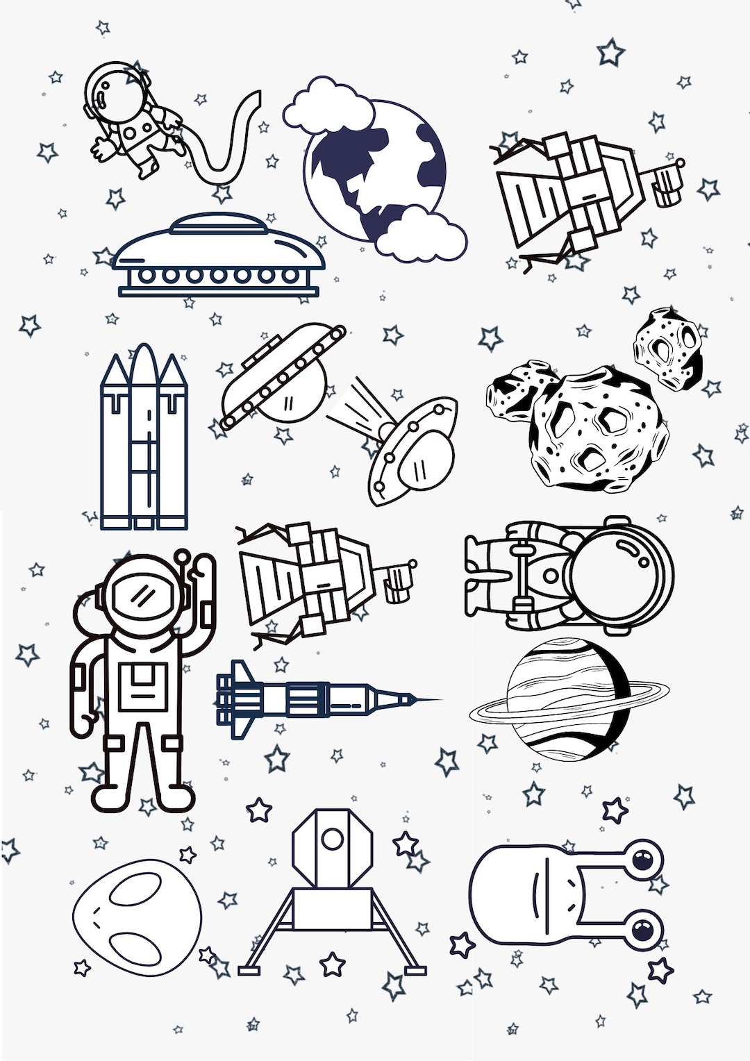 A4 Space Colouring Page - Etsy