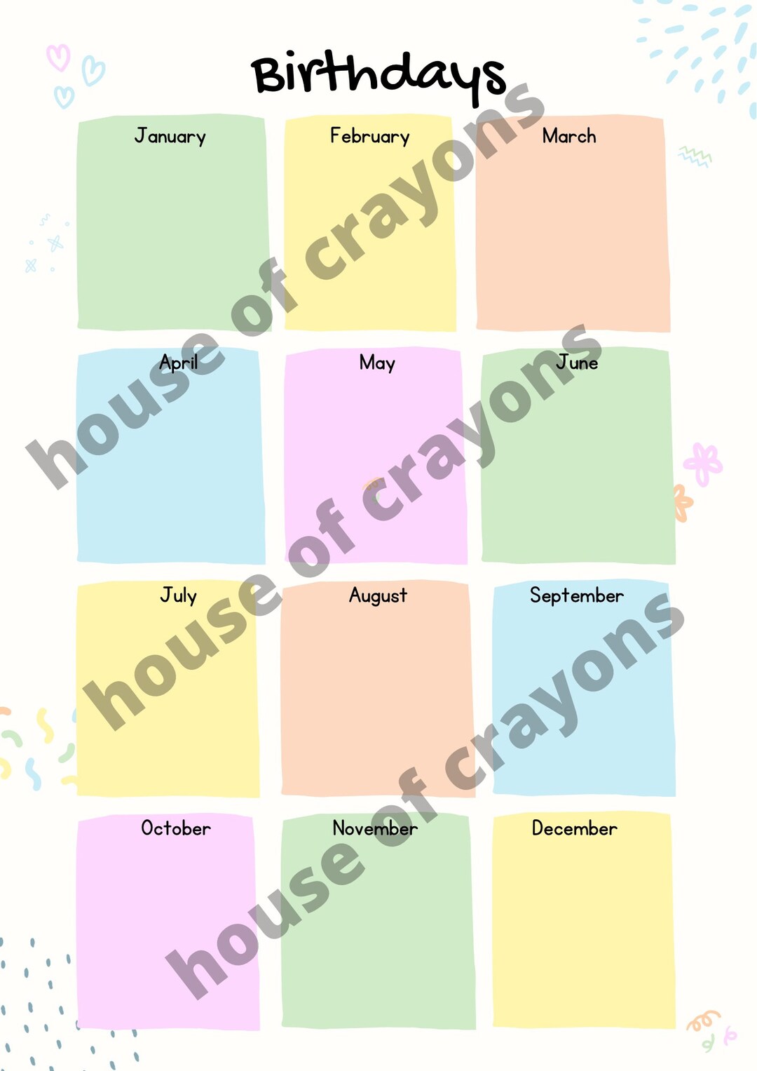 Yearly Birthday Tracker Birthday Planner, Birthday Calendar, Birthday ...