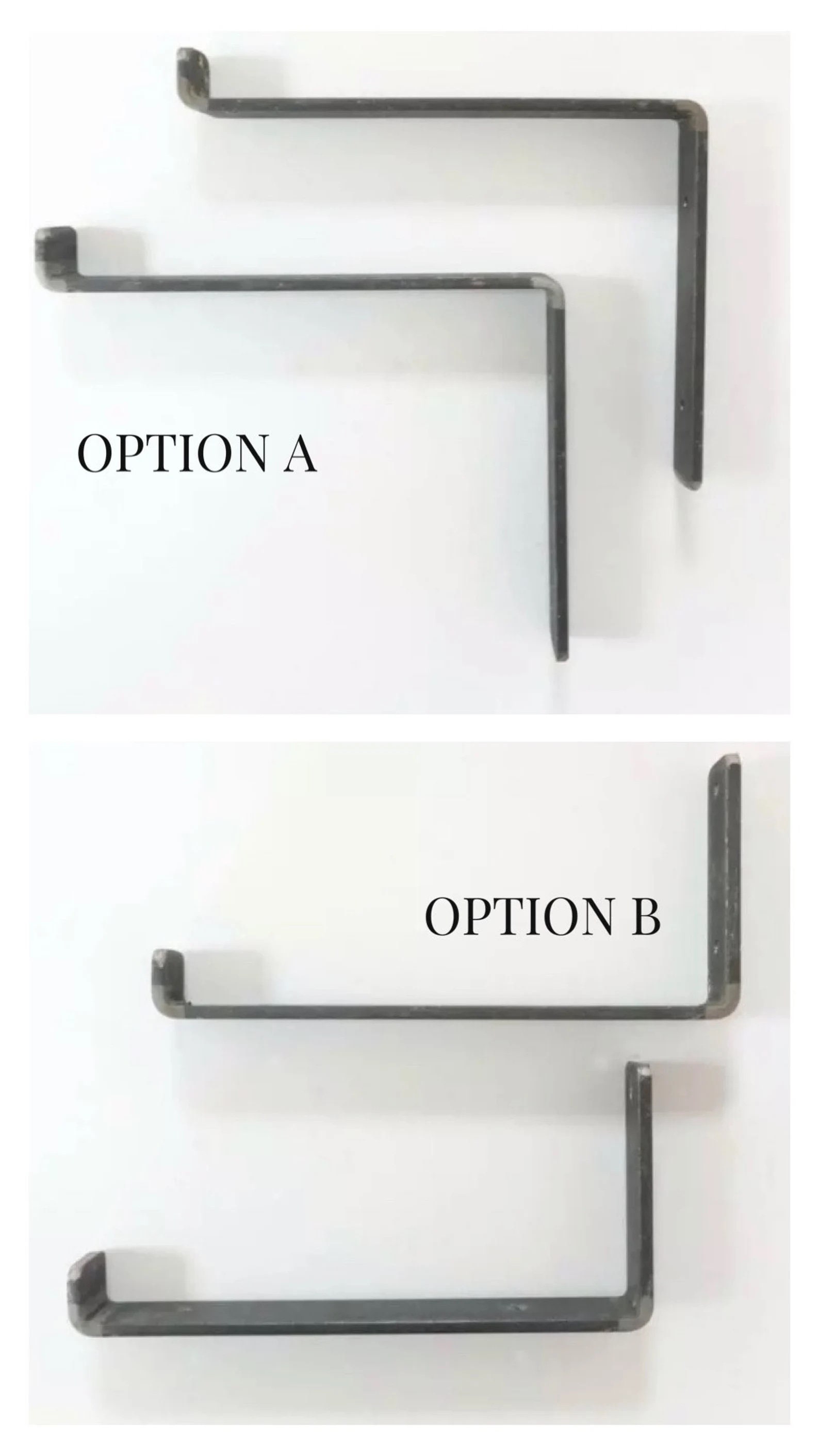 Rustic Style Solid Wood Shelf With Raw Steel Brackets - Etsy