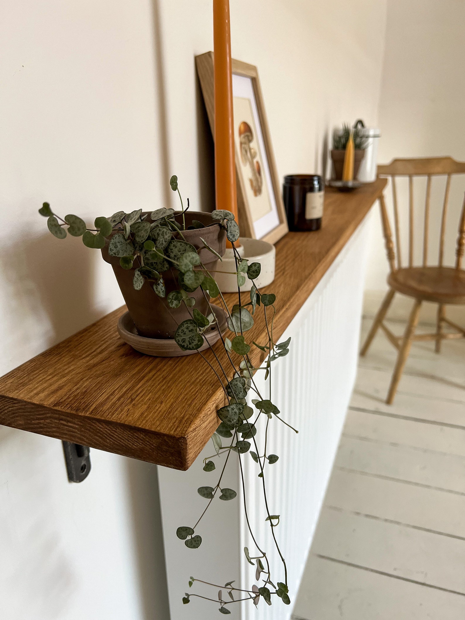 Rustic Solid Wood Radiator Shelf With Cast Iron Brackets - Etsy UK