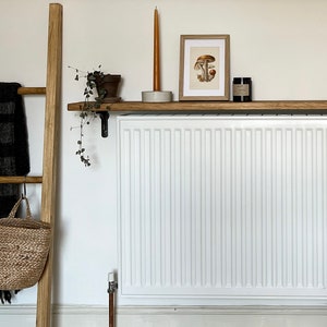 Rustic Solid Wood Radiator Shelf With Cast Iron Brackets | Handcrafted ...