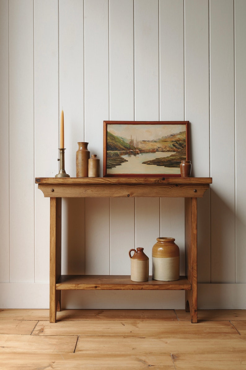 Vintage Style Console Table Made From Solid Wood | Rustic Console Table ...