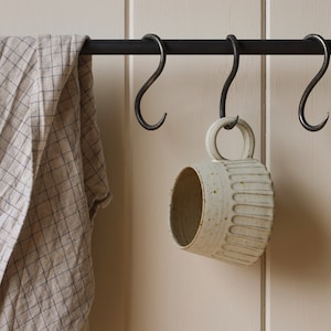 Kitchen Rail Made From Raw Steel With S Hooks | Hanging Rail | Utensil ...