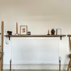 Rustic Solid Wood Radiator Shelf With Cast Iron Brackets | Handcrafted ...