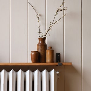 Rustic Solid Wood Radiator Shelf With Raw Steel Brackets | Handcrafted ...