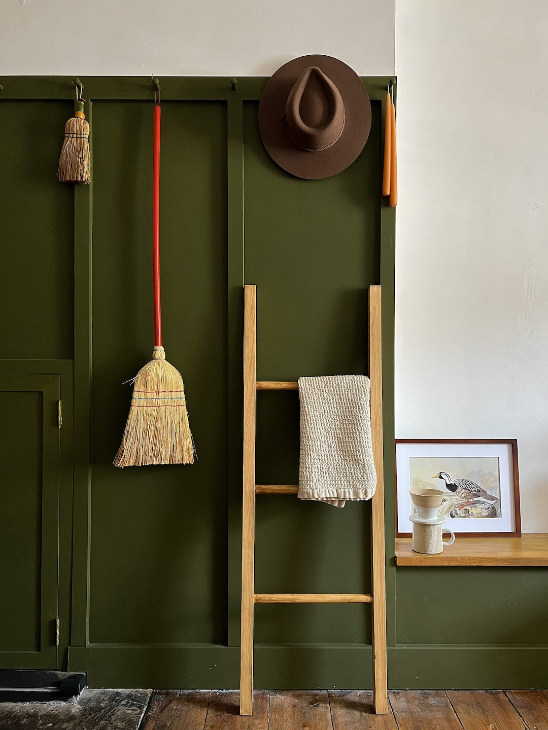 Rustic Style Solid Wood Blanket Ladder | Wooden Towel Rack | Towel ...