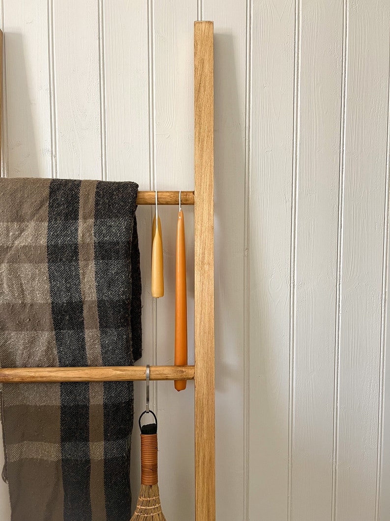 Rustic Style Solid Wood Blanket Ladder | Wooden Towel Rack | Towel ...
