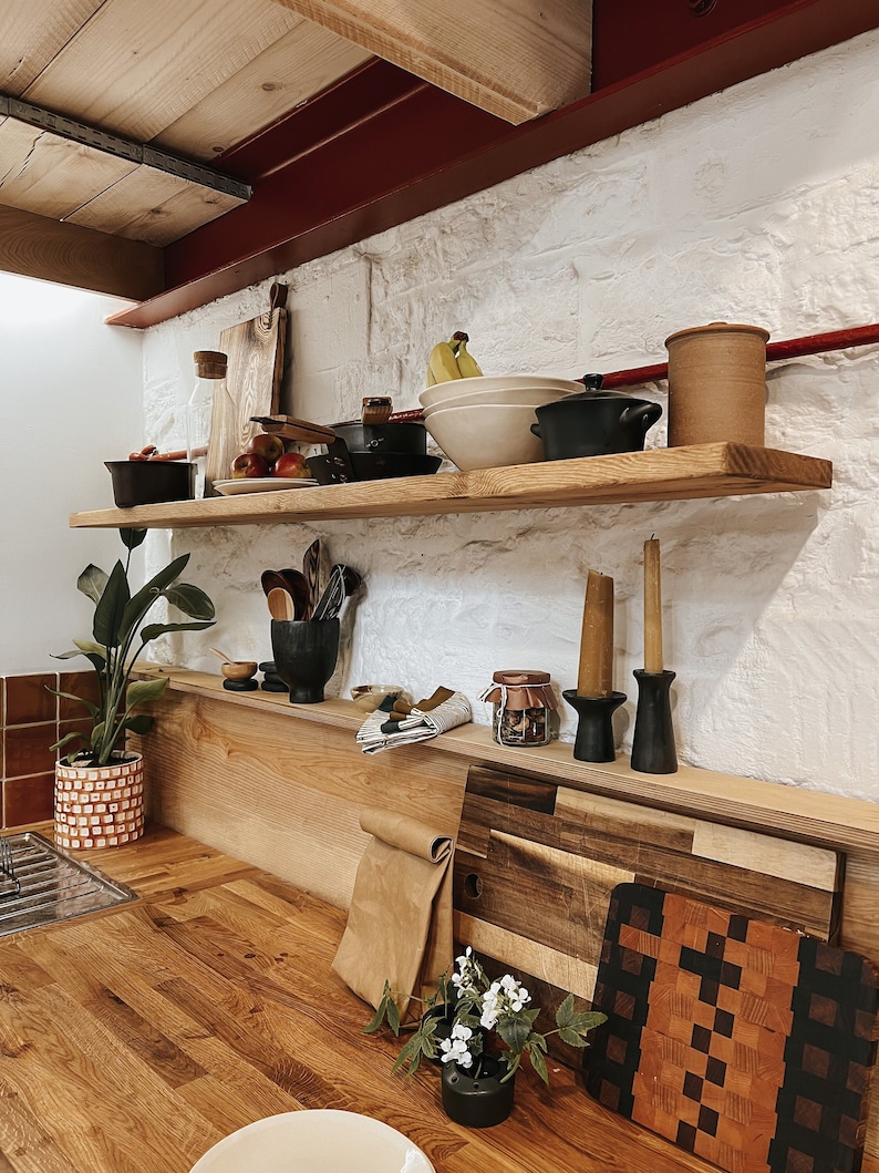 Rustic Floating Shelf Made With Solid Wood Handcrafted - Etsy