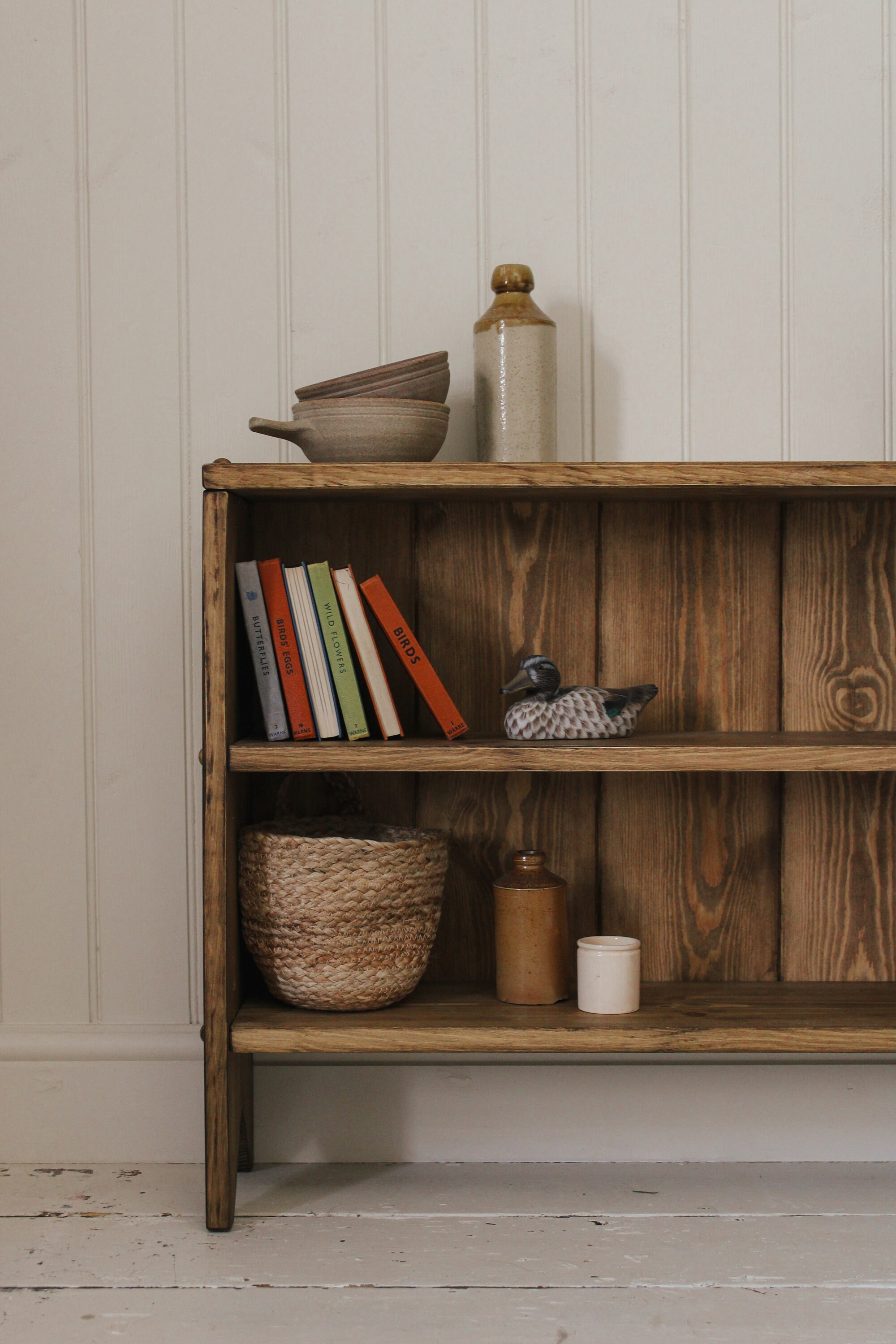 Vintage Style Bookcase Made From Solid Wood | Rustic Bookcase | Wooden ...