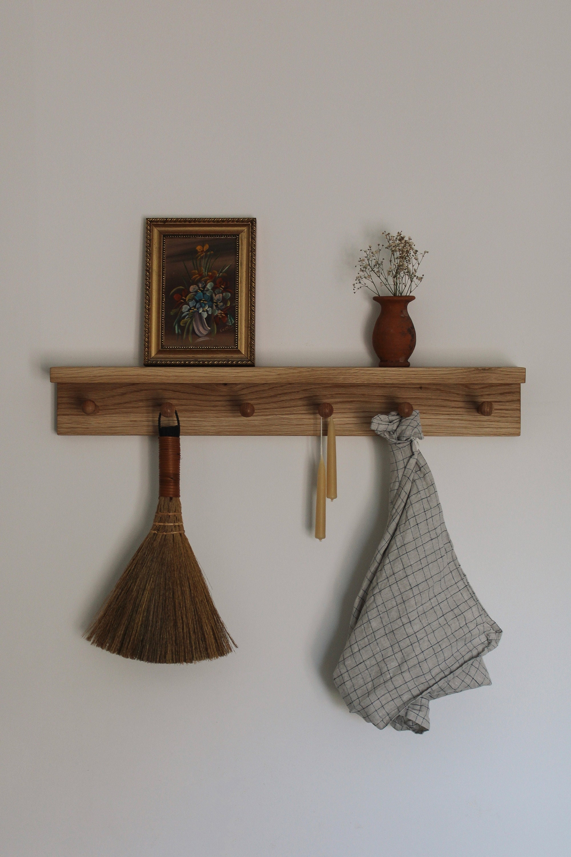 Shaker Peg Shelf Made From Solid Oak Peg Rail Peg Shelf - Etsy UK